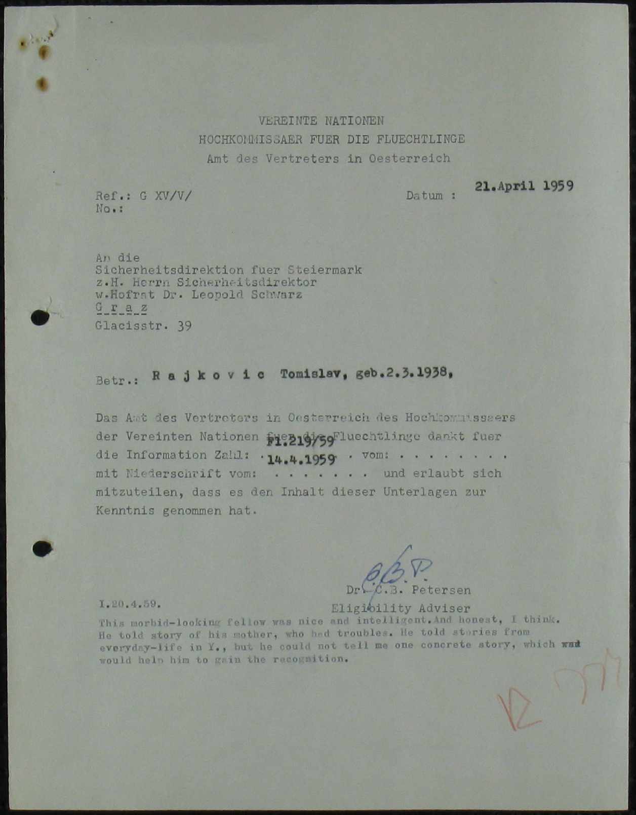 Arolsen Archives - International Center on Nazi Persecution | 2027000 016.142 - Personal file of ...