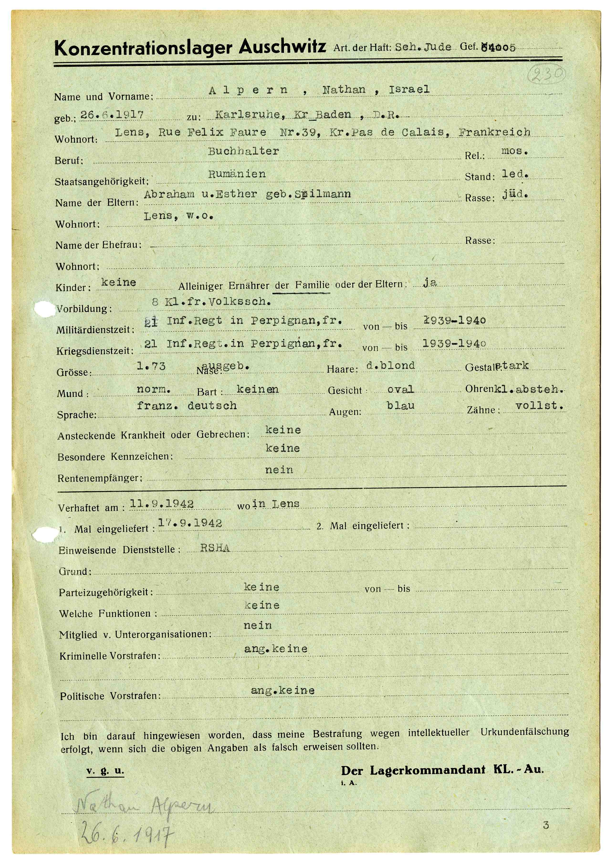 Explore documents of the Arolsen Archives | 112600048 - Prisoner ...
