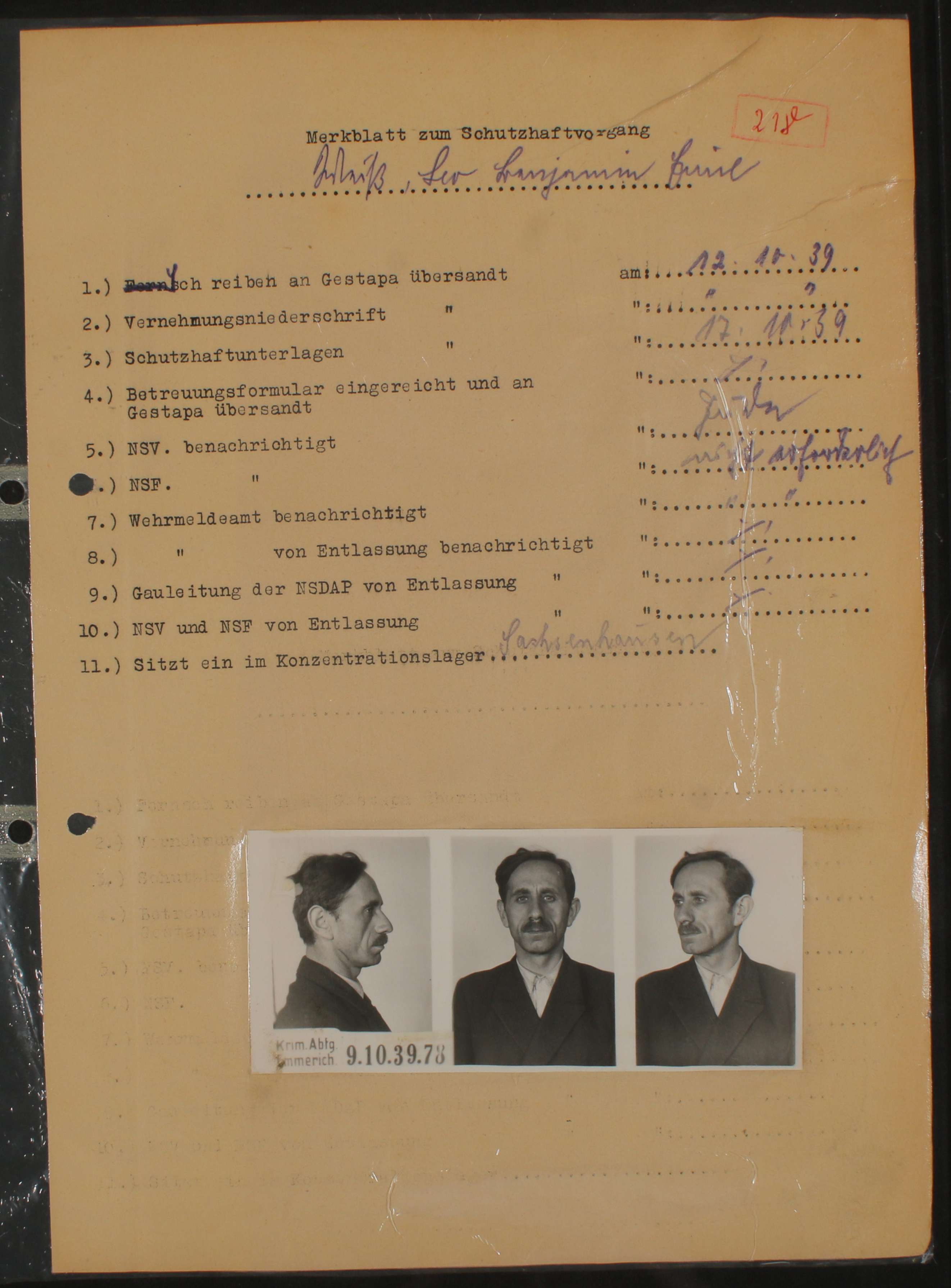 Explore documents of the Arolsen Archives | 8148700010 - Leo Benjamin ...