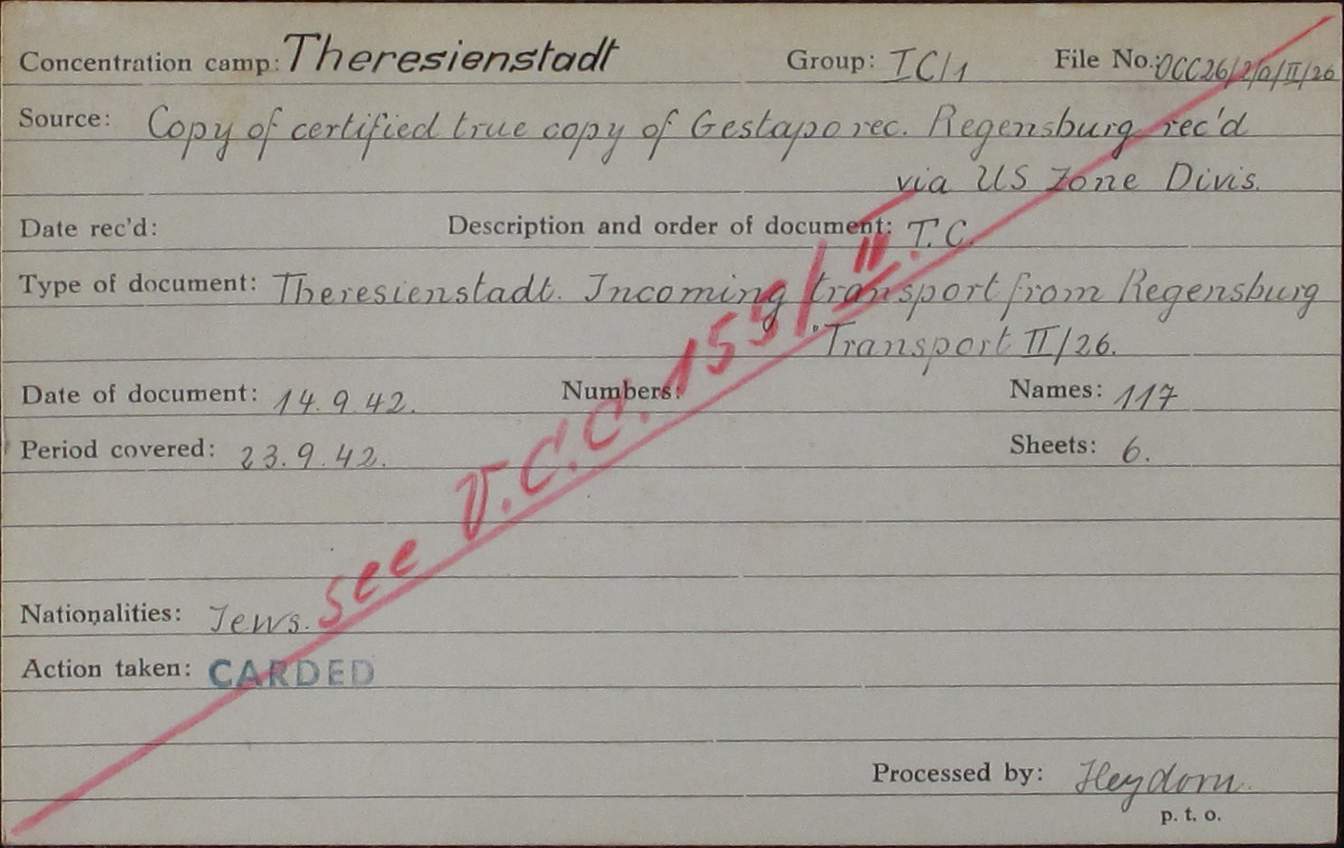 Explore documents of the Arolsen Archives | OCC 26 - Theresienstadt (Terezin)