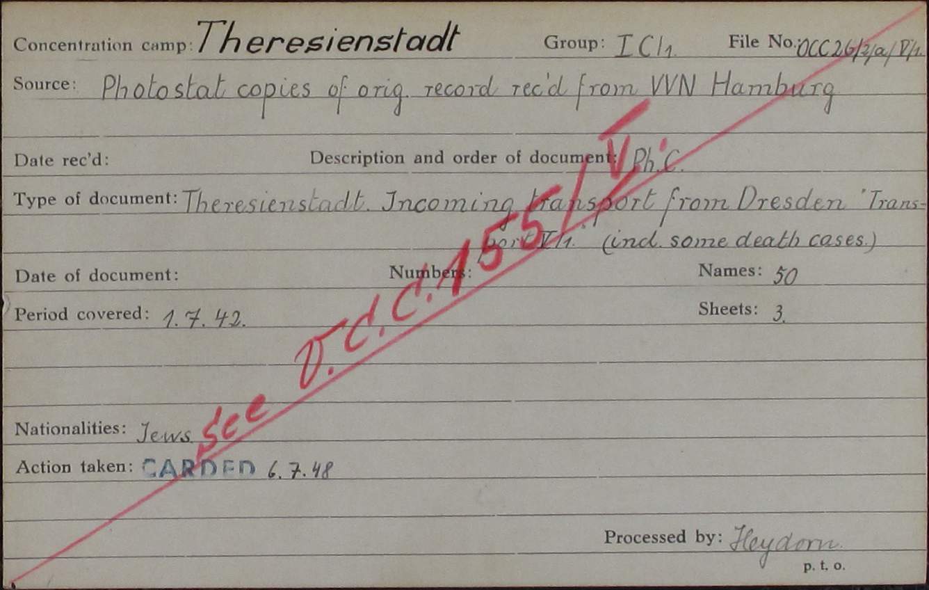 Explore documents of the Arolsen Archives | OCC 26 - Theresienstadt (Terezin)