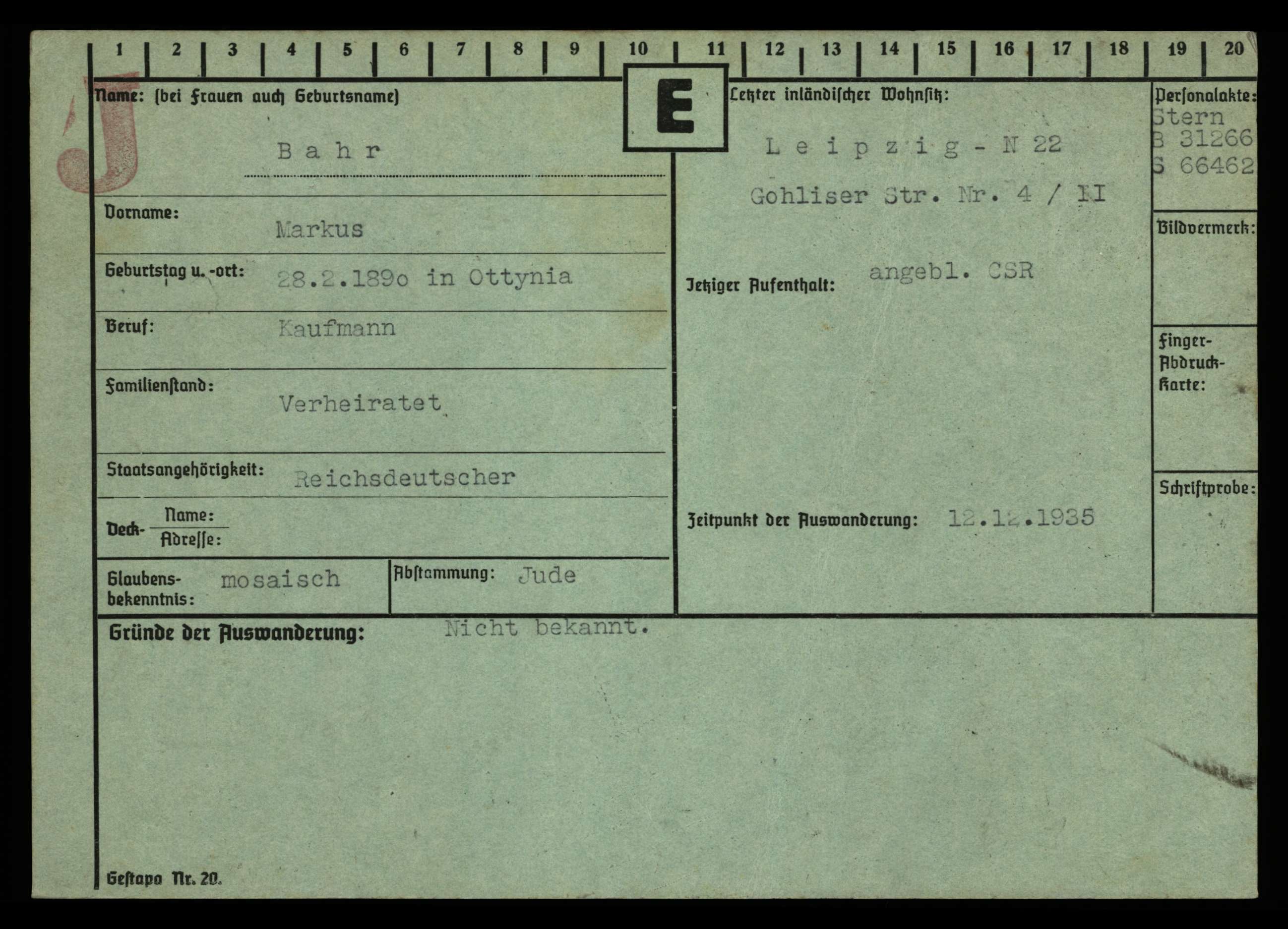 Entdecke die Dokumente der Arolsen Archives | 754004 - Gestapo Kartei ...